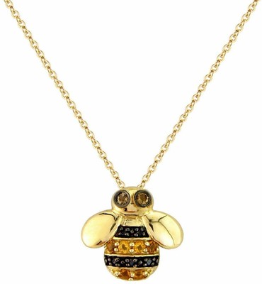 Mark Milton Womens Diamond Bee Pendant - Yellow Gold/Black | eBay UK