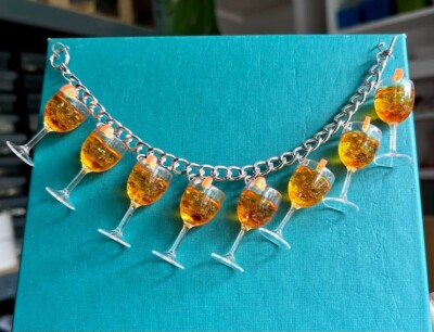 Unique APEROL SPRITZ BRACELET handmade MINIATURE glasses ORANGE xmas ...