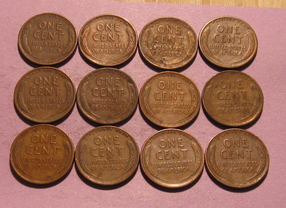 1935 to 1940 S (12 Coins) Lincoln Cent Penny - Mixed Condition - ES10 ...