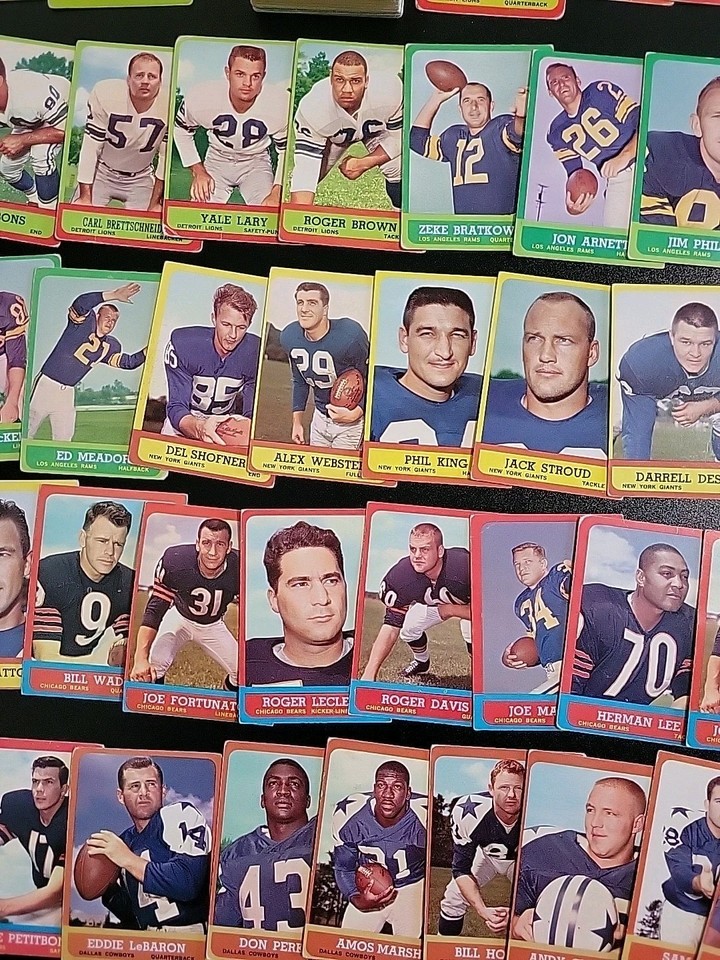 1963 Topps Football Card Starter - 105 Different FB Cards - Over 60% of ...