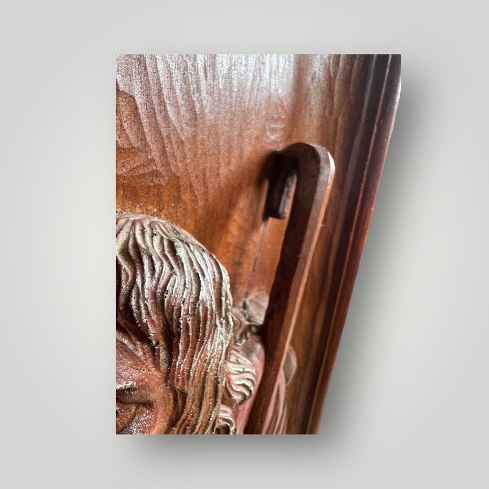 Bas Relief Wood Resin Wood Carving Religious Scene - Signed 27.75 x 17. ...