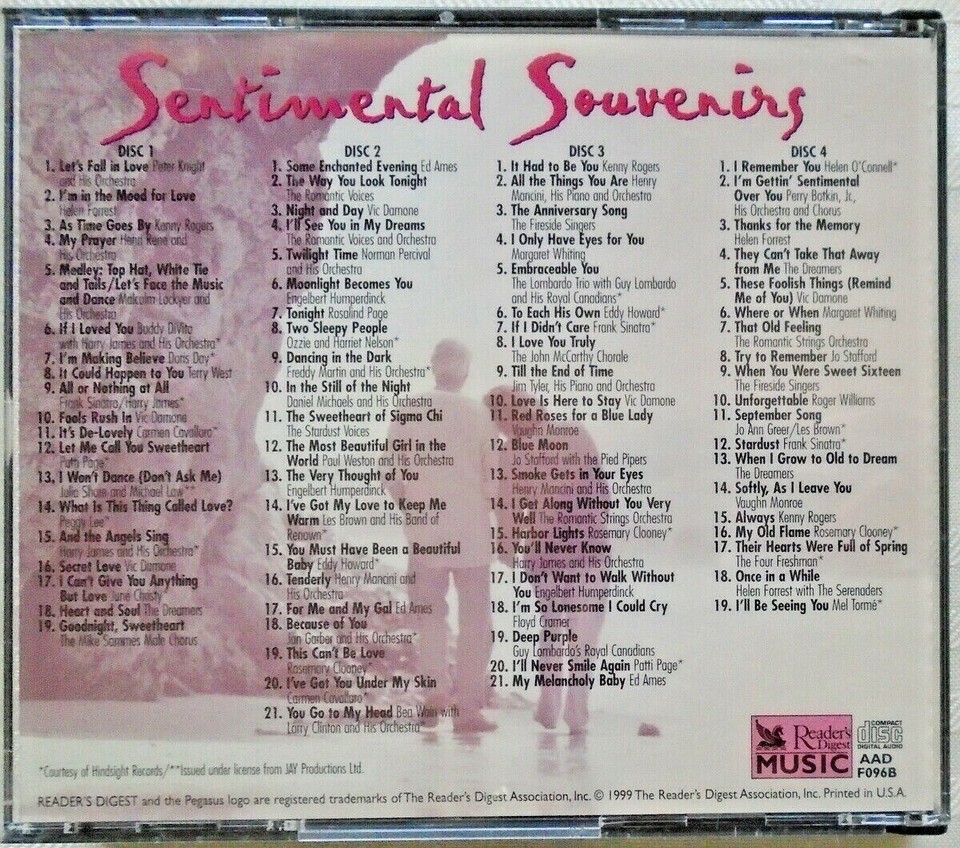 SENTIMENTAL SOUVENIRS - CD - Disc 1-4 - Reader's Digest Music - LIKE ...