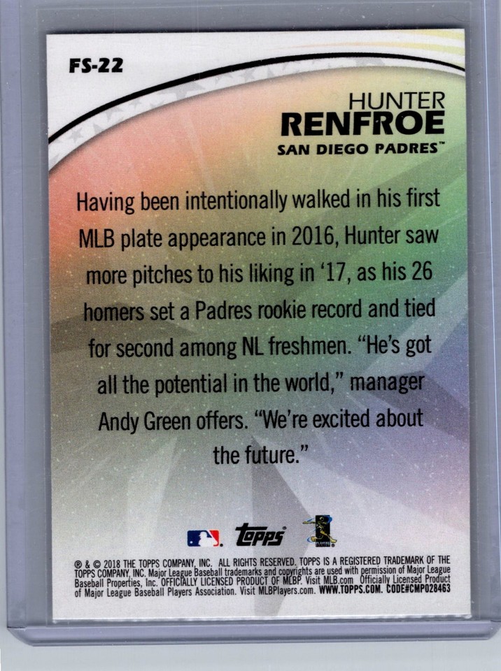 2018 Topps Baseball Card #FS-22 Hunter Renfroe Future Stars VG | eBay