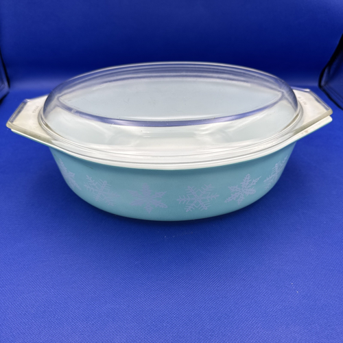 Vintage Pyrex Turquoise Blue 1 1/2 Qt #043 Snowflake Casserole Dish w ...