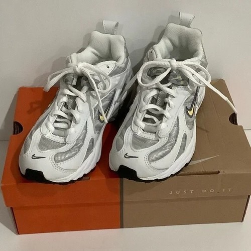 NIB Boys Nike White Gray Silver Yellow Xccelerator Athletic Sneakers ...