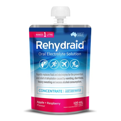 Rehydraid Concentrate Oral Electrolyte Solution Apple + Raspberry ...