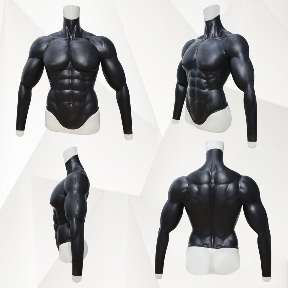 Smitizen Silicone Black Fake belly Muscle Body Suit man fetish Cosplay ...