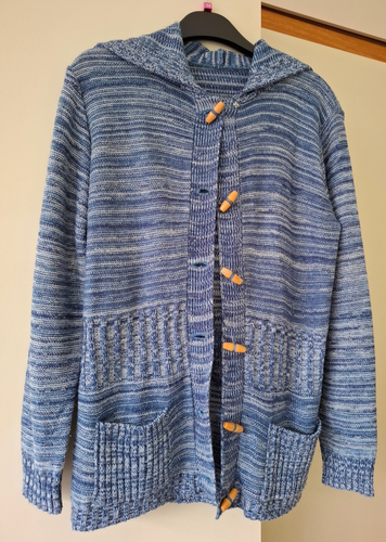 Ladies Vintage Blue Long Length Cardigan with Oversize Hood size 16 ...