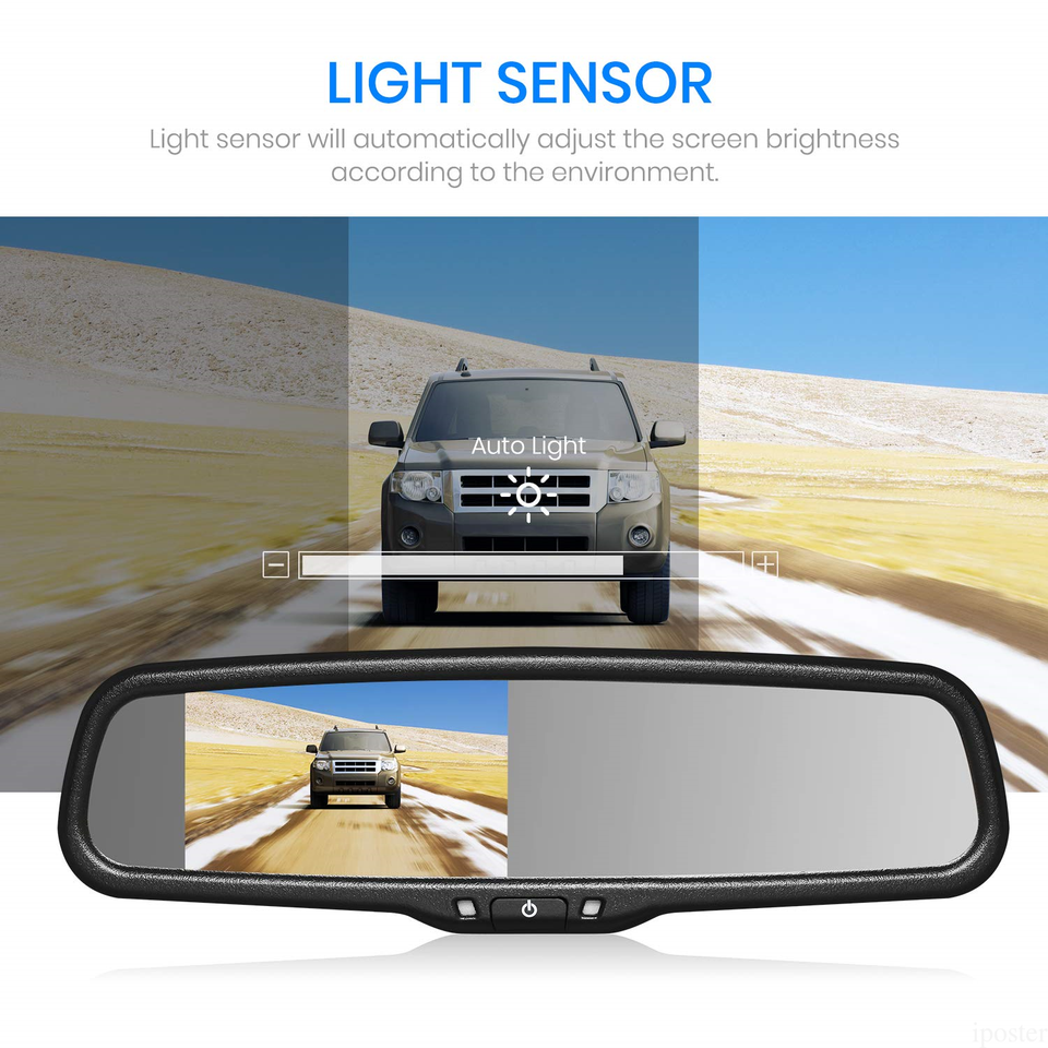 OEM Car Rear View Mirror Monitor 4.3"+No1 Mount+CCD Color Reversing ...