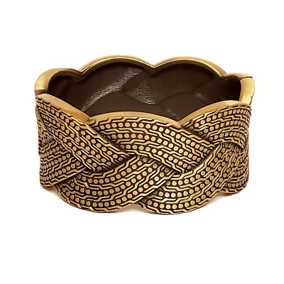 Bronze Gold Woven Braided Twisted Metal Hinged Bracelet Statement | eBay
