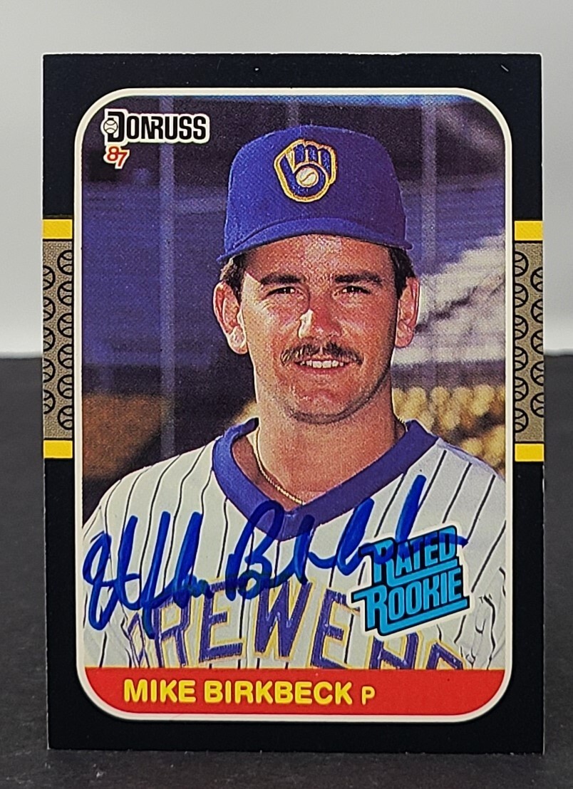 MIKE BIRKBECK Signed 1987 Donruss Baseball Cards #33 Milwaukee Brewers ...