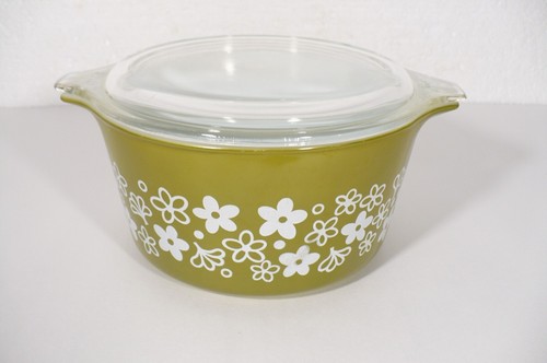 1 Vtg Pyrex #470 Spring Blossom Crazy Daisy 1 qt Casserole With Pyrex ...
