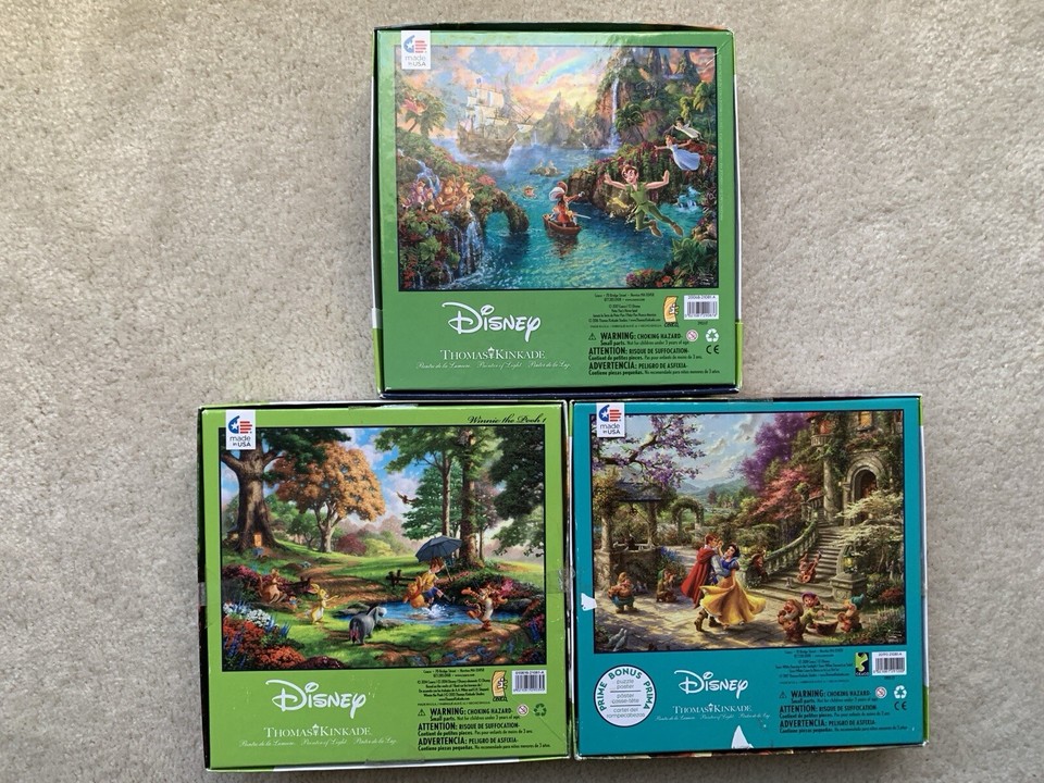 LOT OF 3 DISNEY Jigsaw Puzzles *NOT COUNTED* 750 Pieces KINKADE Pooh ...