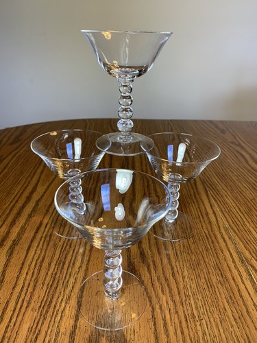 4 Vintage MCM Imperial Glass Candlewick Stems 4oz Martini Champagne ...