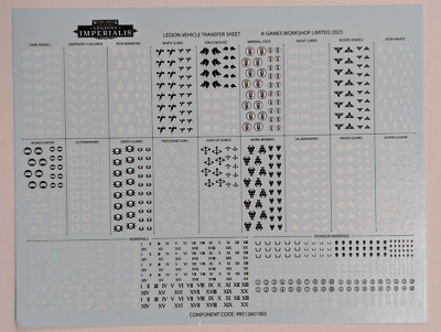 Legion Vehicle Transfer Sheet, Horus Heresy Legions Imperialis, Decals ...