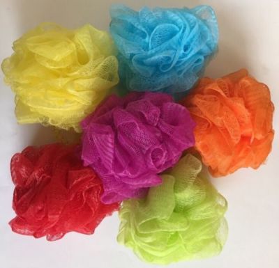 Bath Shower Mesh Loofah Exfoliating Sponge Assorted Colors Yellow Green ...