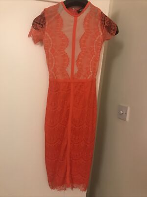 Missguided Blush Coral lace dress size 6 Wiggle | eBay UK