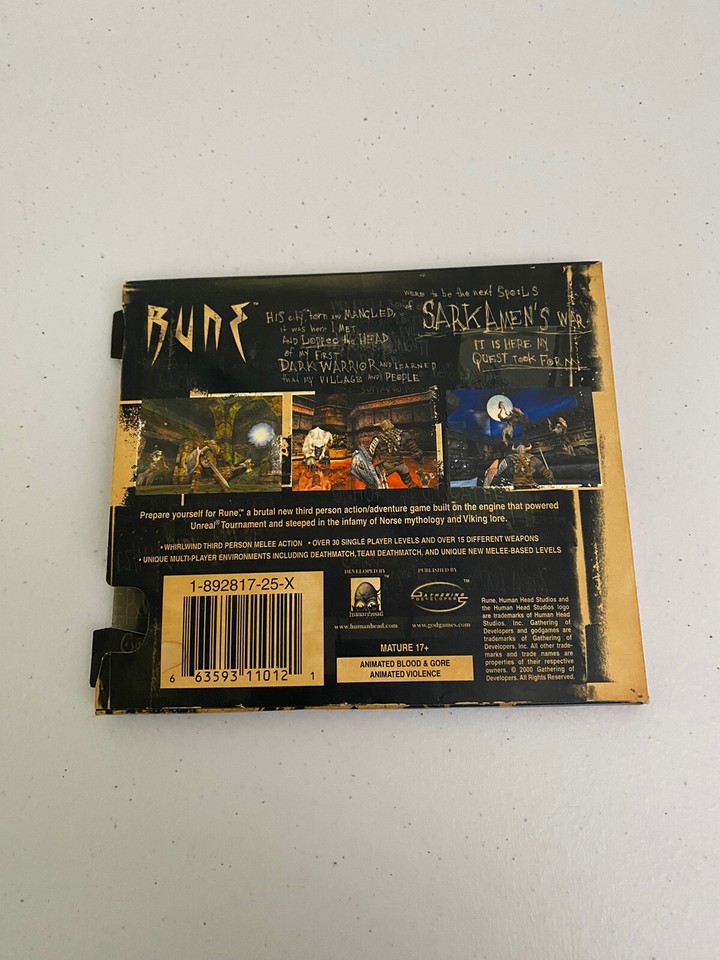 Rune PC Video Game 2000 Humanhead Vtg Complete with Manual CD ROM ...