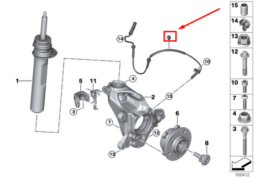 MINI COUNTRYMAN F60 FRONT WHEEL SPEED SENSOR 34526850767 6850767 NO ...