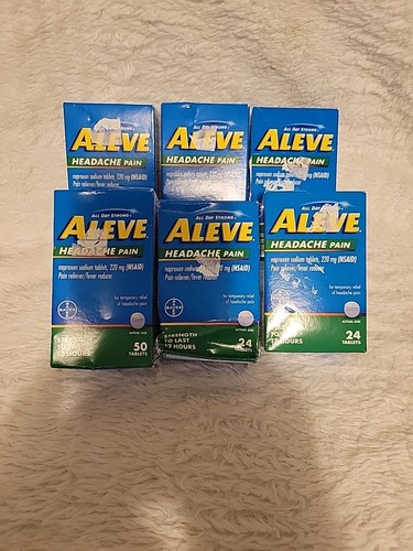 6x Aleve Headache Pain Reliever Naproxen Sodium Tablets, 50ct Per Box ...