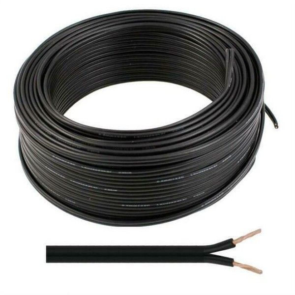 50m 2x 0.5mm Speaker Cable Black Twin Loudspeaker Wire Car Home Audio ...