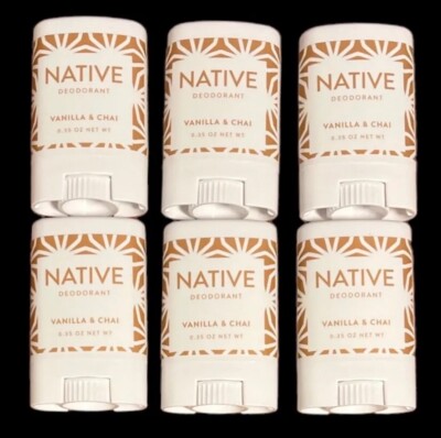 Lot of 6 NATIVE Mini Deodorant Vanilla Chai .35 oz Travel Gym Bag ...
