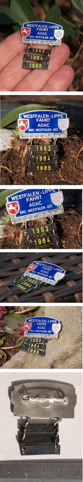 VINTAGE ENAMEL AUTOMOBILE CAR PIN / BUTTON # ADAC RALLY WESTFALEN LIPPE ...