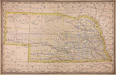 1882 Map ~ THE NEBRASKA FRONTIER ~ (14x20) | eBay