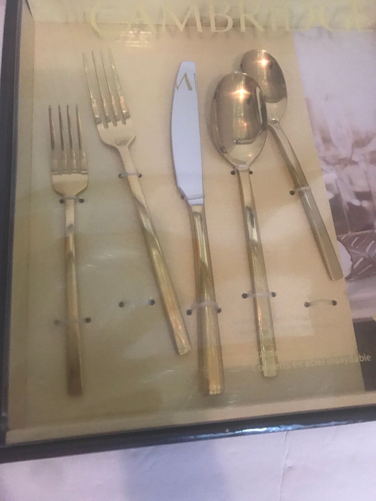 Cambridge Flatware Timeless Pattern Steel with Squared Handle,Gold ...