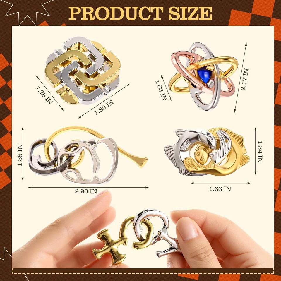 Yilloog 24 Pcs Metal Brain Teaser Puzzles Assortment for Adults ...