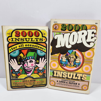 2000 Insults for All Occasions and 2000 More Insults Safian PB 1960s ...