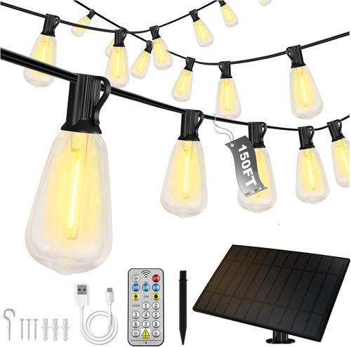 150ft Solar String Lights Outdoor Waterproof, 75 Bulbs 2700K Warm White Energy-S 313050271260| eBay