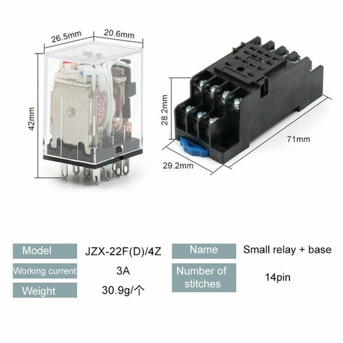 1X For AC DC Intermediate 14pin Relay 36V 3A 220V JZX-22F/4Z 24V 110V ...