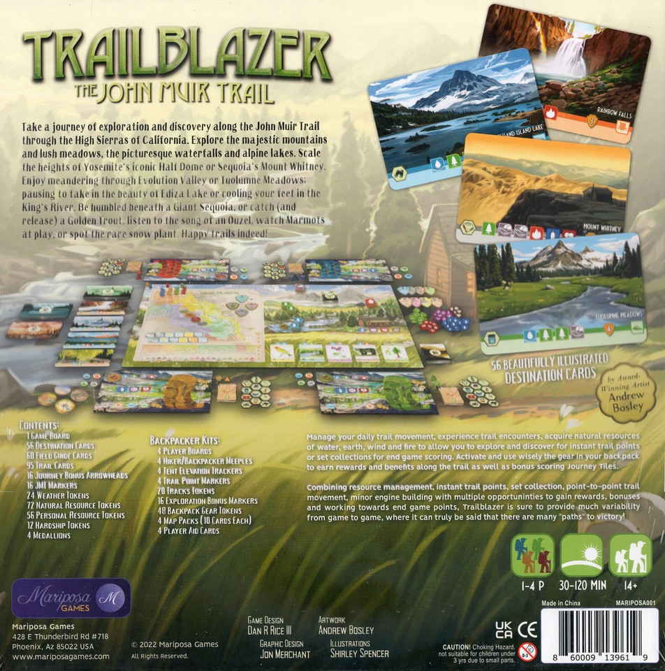 Trailblazer: The John Muir Trail solo & Cooperative game by Mariposa ...