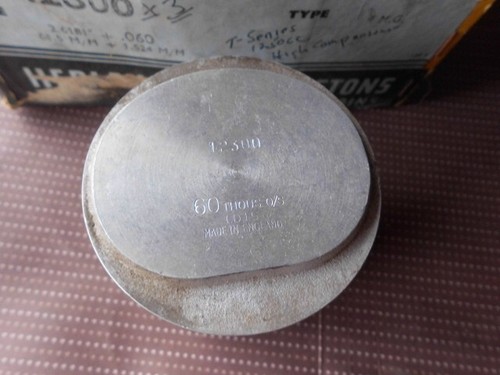 MG TB TC TD TF 1250 NOS HEPOLITE ENGINE PISTONS X 3 HIGH COMPRESSION ...