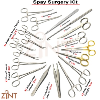 Veterinary Spay Surgery Kit Ovaries Removal Forceps Surgical Scissor ...