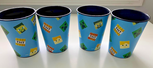 Lot of 4 Minecraft Plastic Cups Onpres BPA Free Dishwasher Safe ...