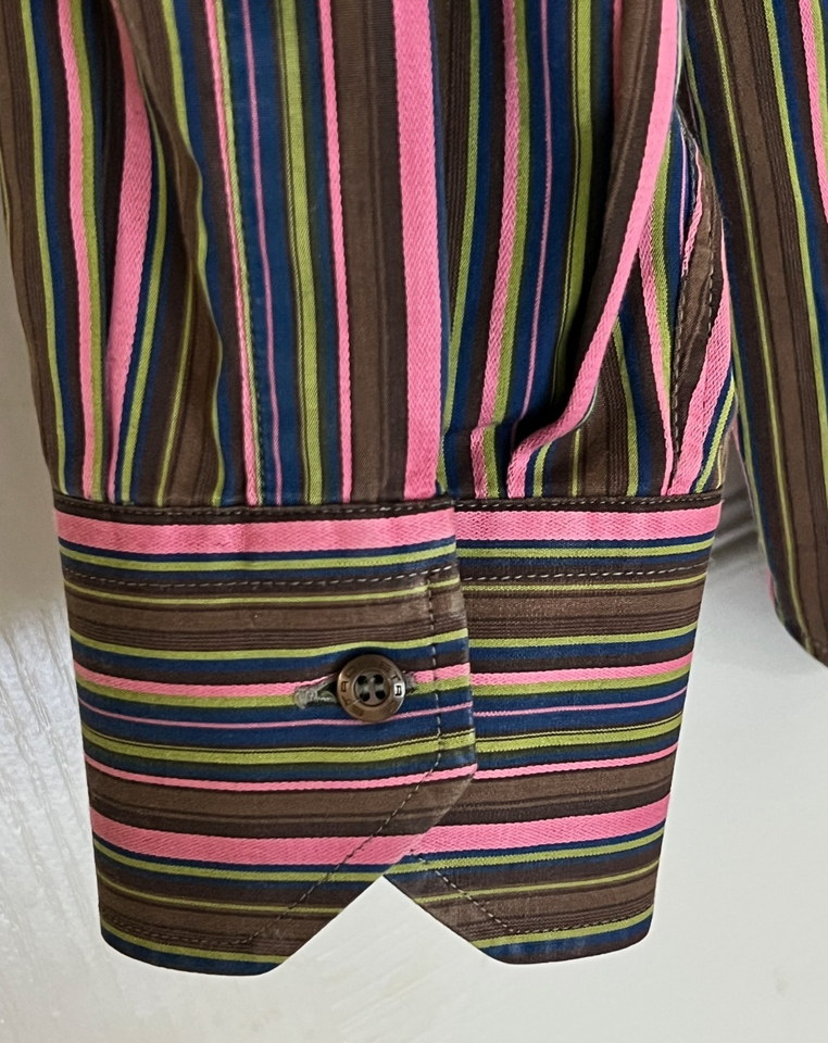 ETRO Milano Mens Striped Button Up Dress Shirt Size 40 Made in Italy ...