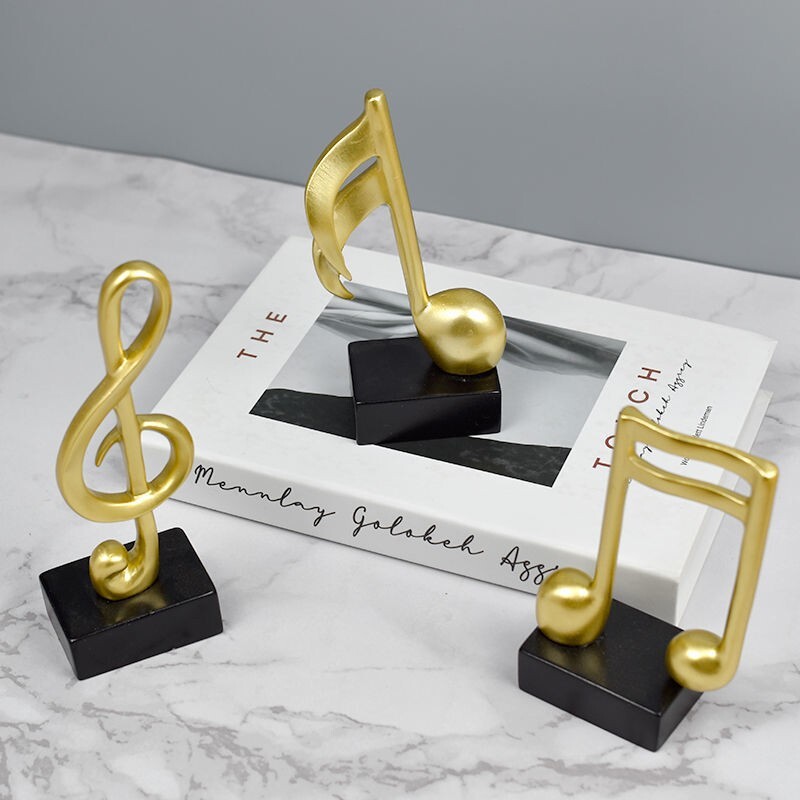 Golden Music Note /Statue Sculpture Piano Symbol Desktop 3pieces | eBay