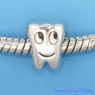 Tooth Molar Dental Dentist 925 Solid Sterling Silver European Spacer ...