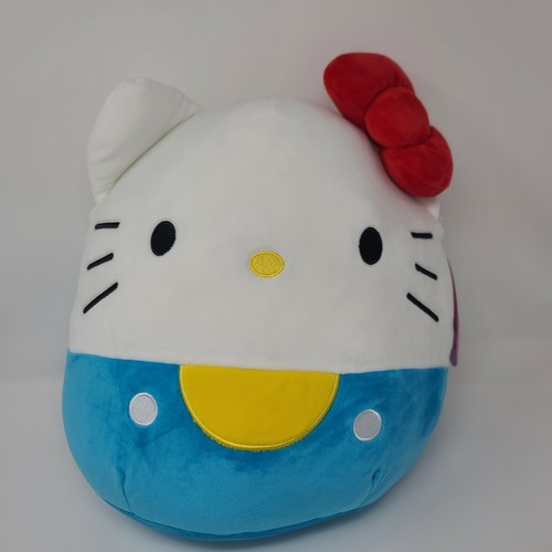Squishmallows Hello Kitty Sanrio 12" Plush NWT Kellytoy Blue Overalls Red Bow | eBay