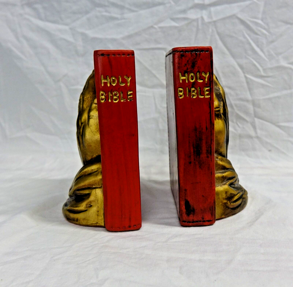 Vintage Holy Bible LEGO Made In JAPAN Religious Bookends Gold Praying ...