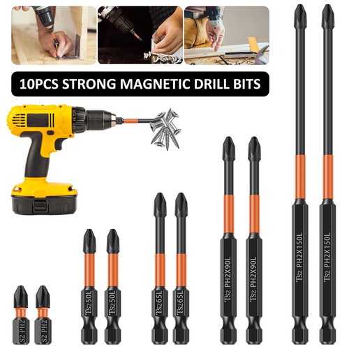 12Pc Magnetic Anti-Slip Drill Bit S2 Cross Head Bits Set Screwdriver ...