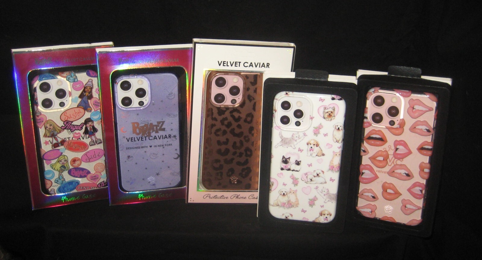 Lot of 5 Velvet Caviar Phone Cases Bratz Matelic Leopard Lips Puppies ...