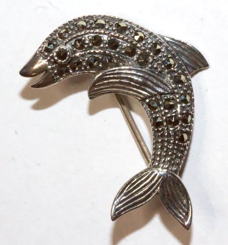 Sterling Silver Marcasite Fish Brooch Pin #0129 | eBay