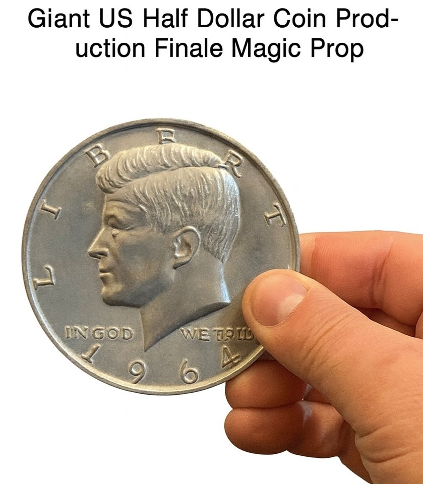 METAL JUMBO 3" KENNEDY HALF DOLLAR COIN Magic Finale Misers Dream Prop ...
