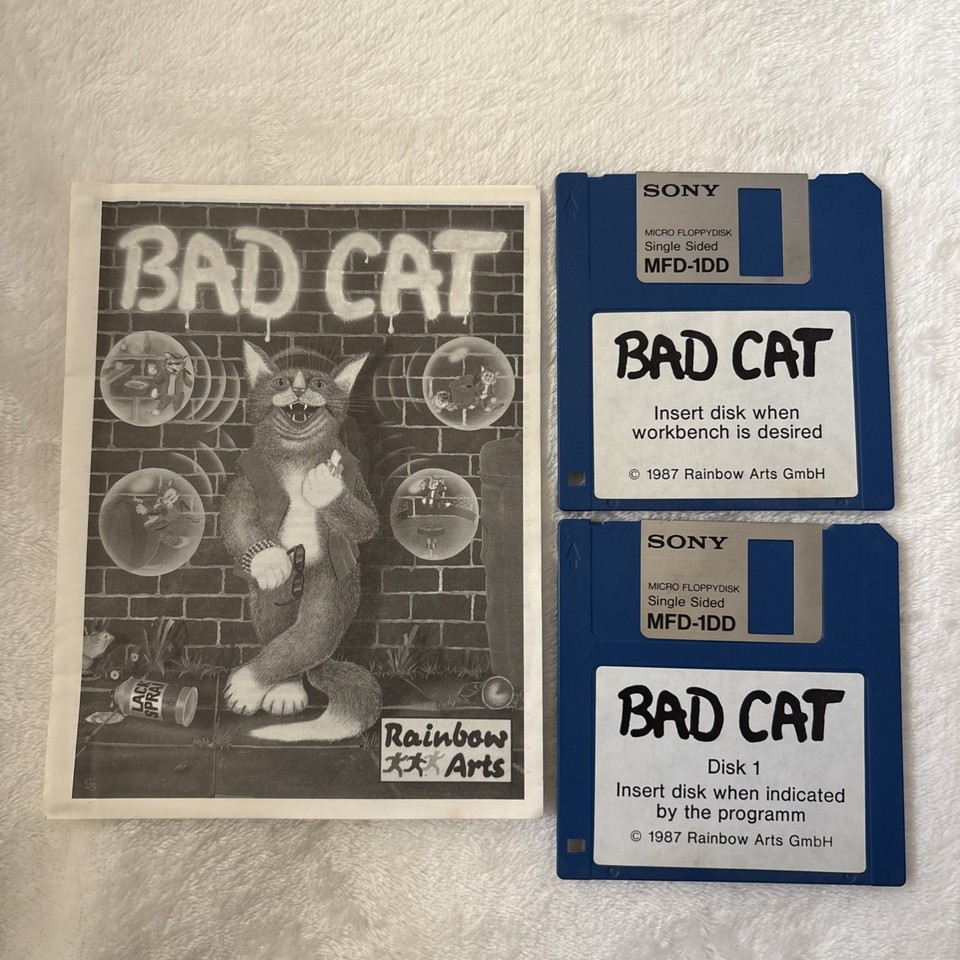 COMMODORE AMIGA Spiel BAD CAT in BUCHHÜLLE Retro RAINBOW ARTS Chris ...