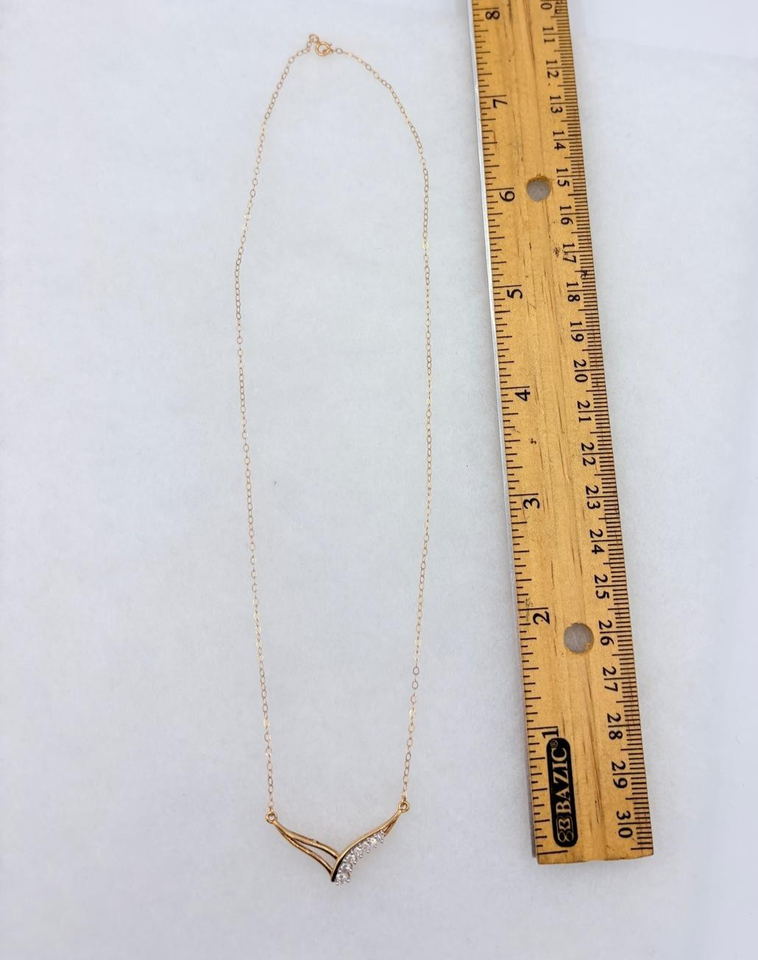 Diamond Bird Wings Necklace in 10K Yellow Gold 16" Chain | eBay