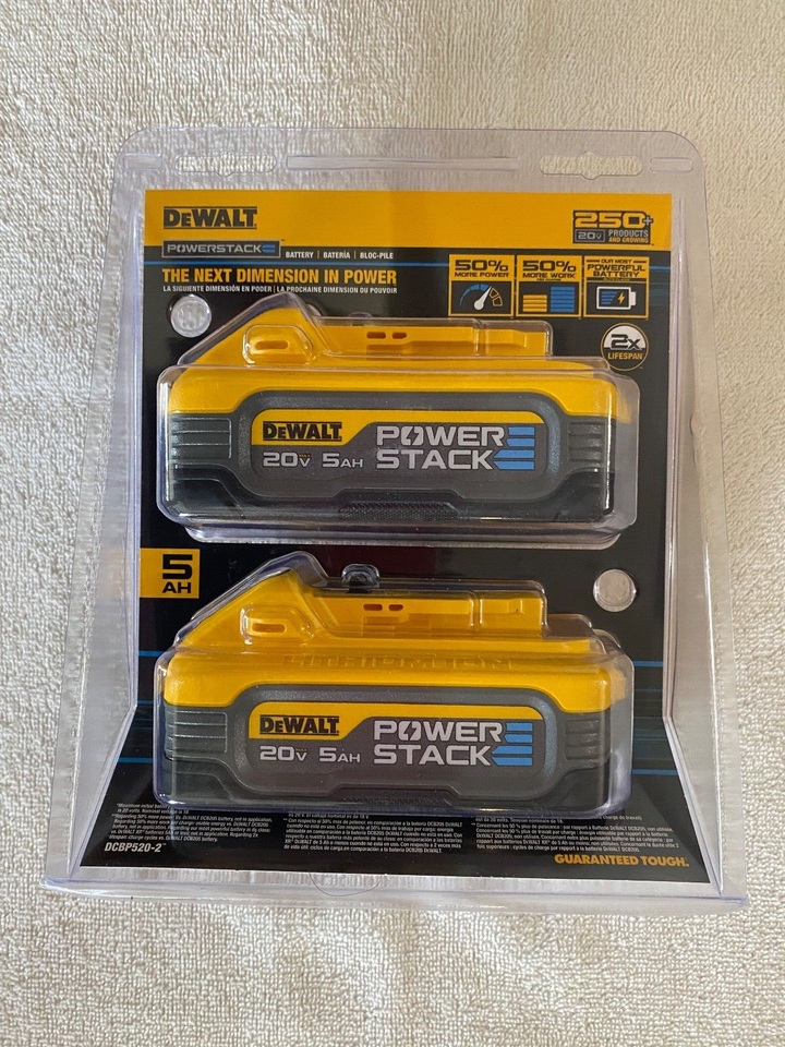 New Dewalt DCBP520-2 20V 20 Volt 5.0Ah Max Lithium Ion Powerstack ...