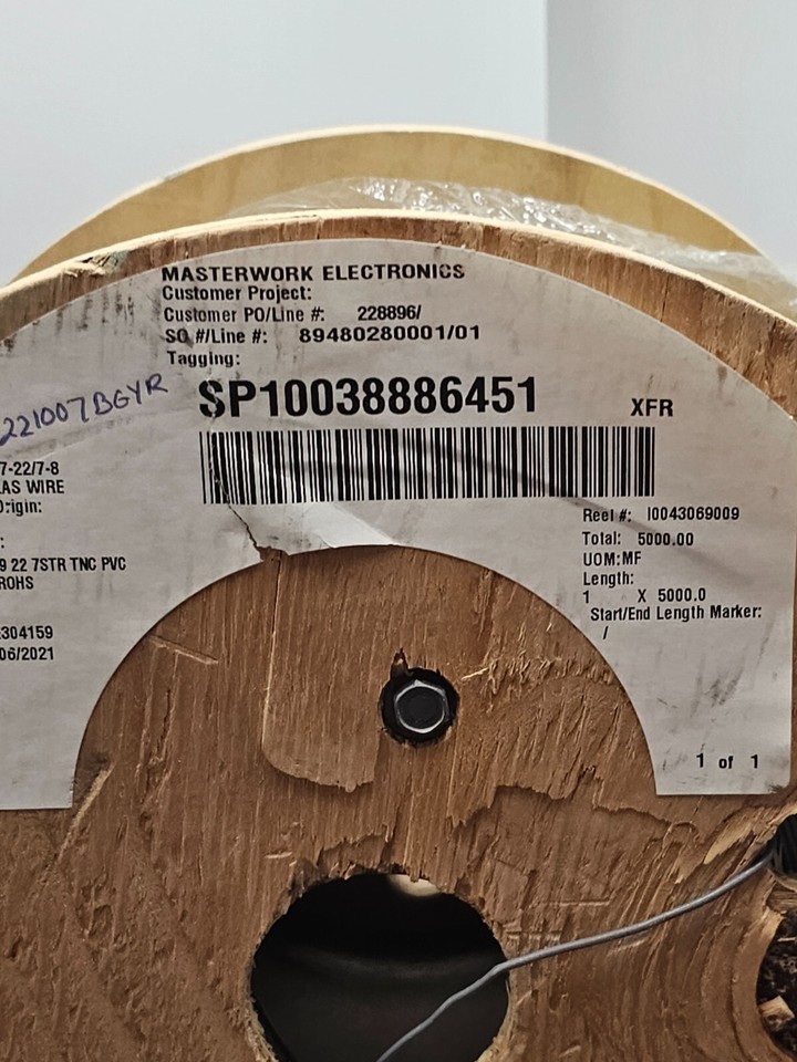 Atlas Wire 1007-22/7-8 5000' #22awg Tinned Copper Hook Up Wire UL1007 ...
